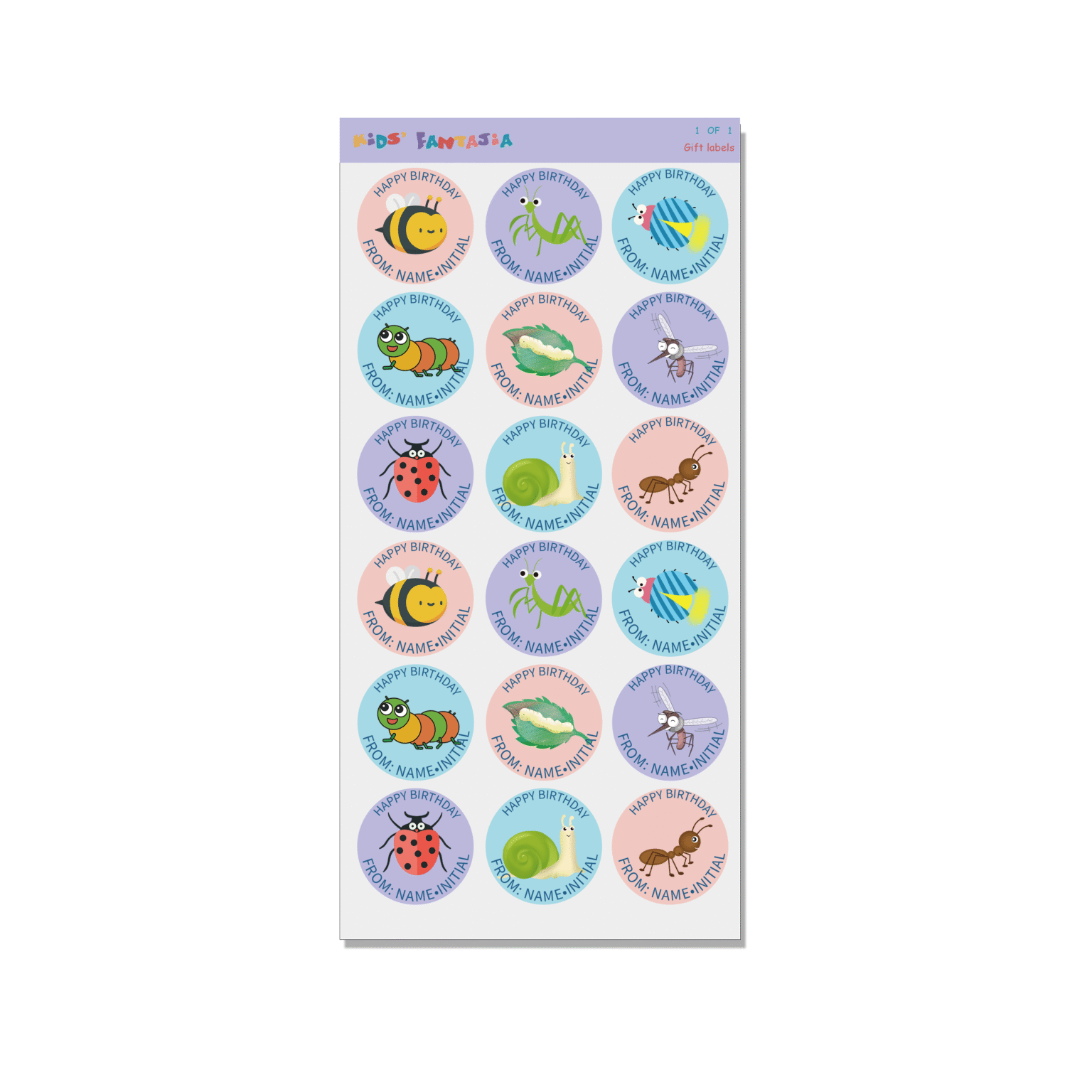 Birthday Gift Labels-Bug 1 – Kids' Fantasia